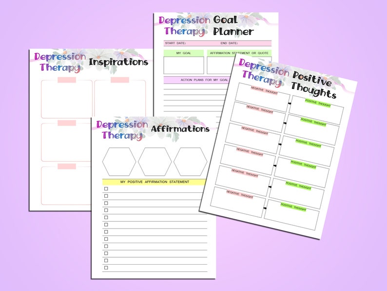 Depression Therapy Journal Mood Tracker Anxiety Planner - Etsy