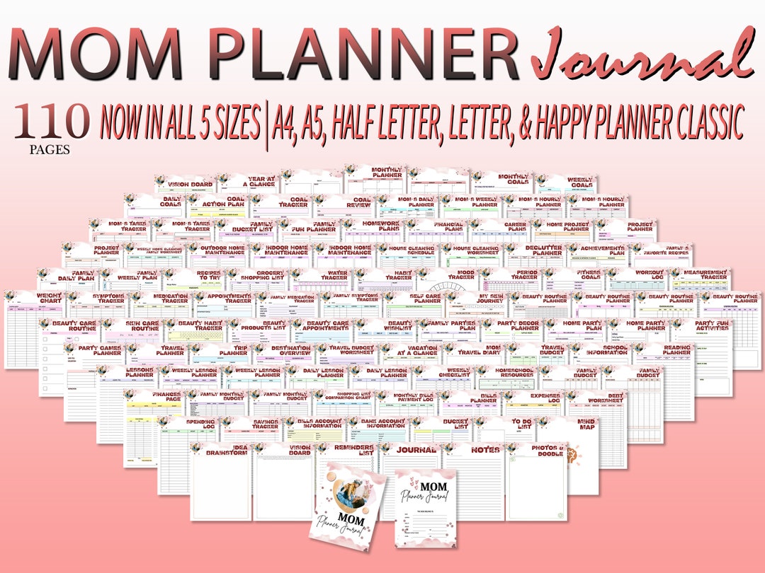 Mom Planner Journal Printable Mother Mother's Day Home Management ...