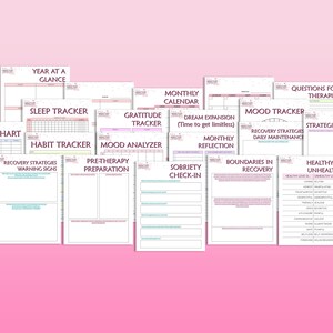 Addiction Recovery Worksheets Sobriety Planner Mental Health Self Care ...