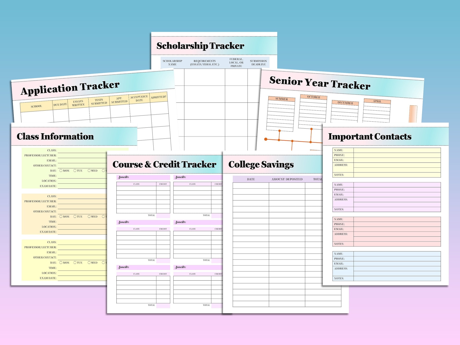 College Planning Checklist Printable Planner College Visit Student ...