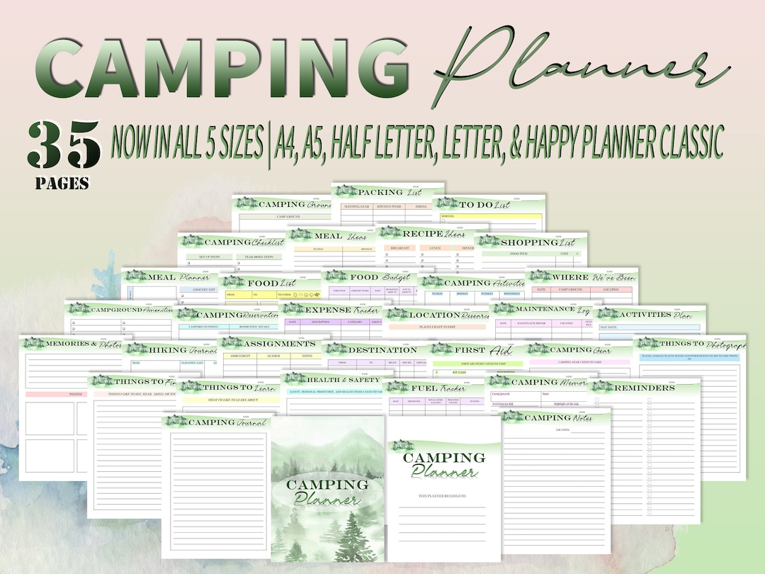 Camping Planner Travel Journal Vacation Girls Camp Boys Camp Summer ...