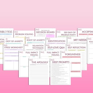 Addiction Recovery Worksheets Sobriety Planner Mental Health Self Care ...