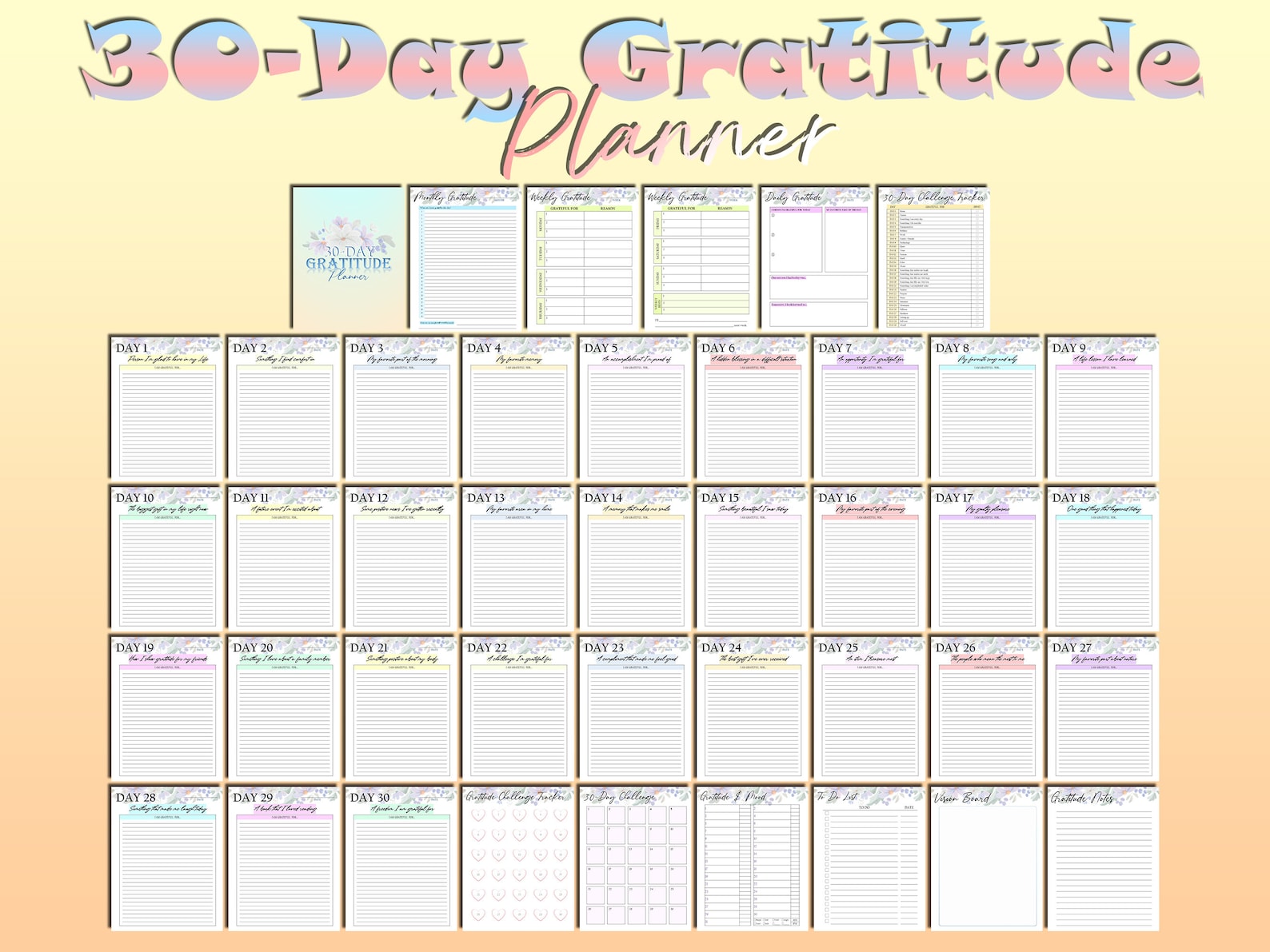 30 Day Gratitude Journal Printable Grateful Planner | Etsy