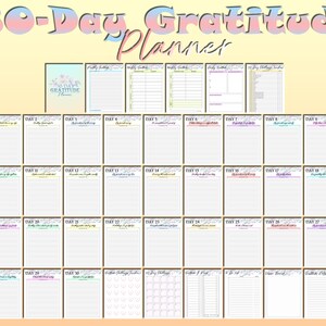 30 Day Gratitude Journal Printable Grateful Planner Mindfulness Digital ...