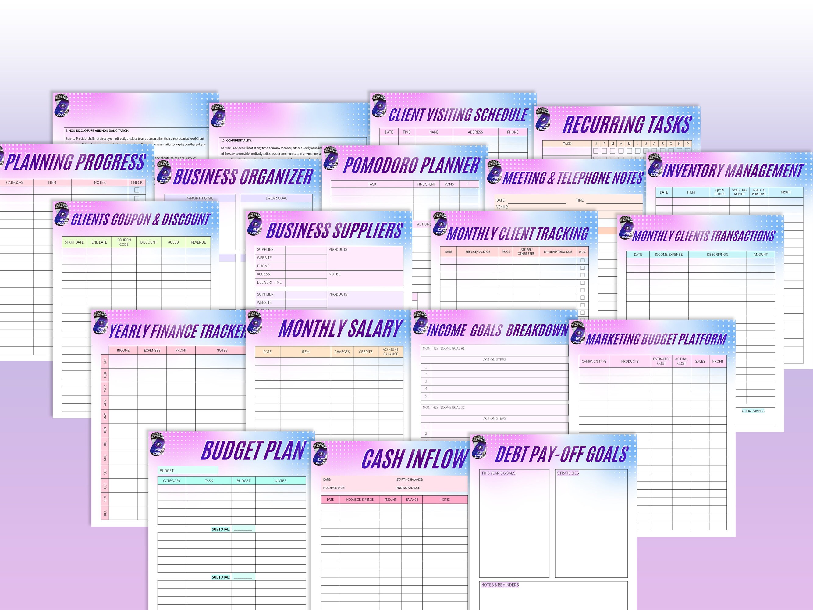 Virtual Assistant Planner Contract Side Hustle Freelance VA - Etsy