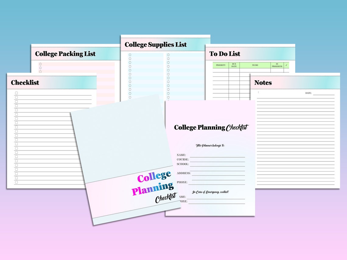 College Planning Checklist Printable Planner College Visit - Etsy
