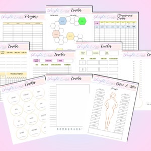 Weight Loss Journal Tracker Planner Workout Fitness Printable Digital ...