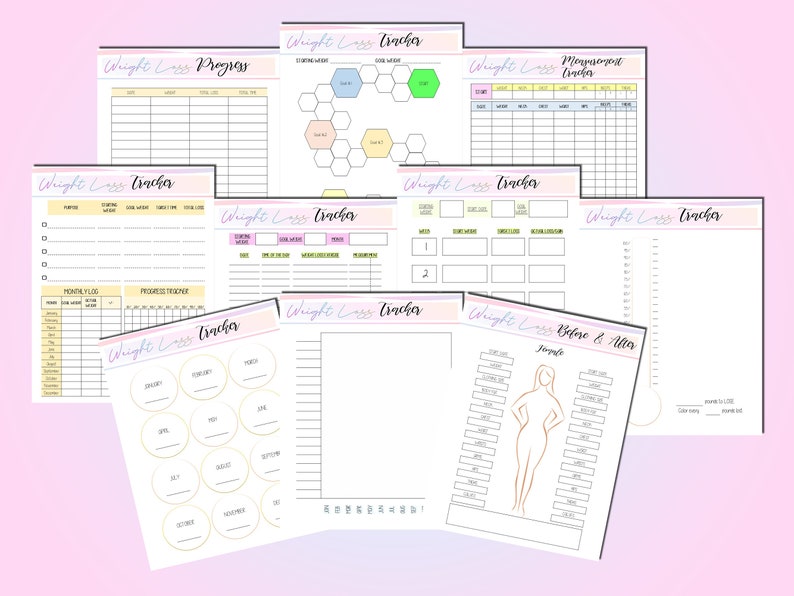Weight Loss Journal Tracker Planner Workout Fitness Printable Digital ...