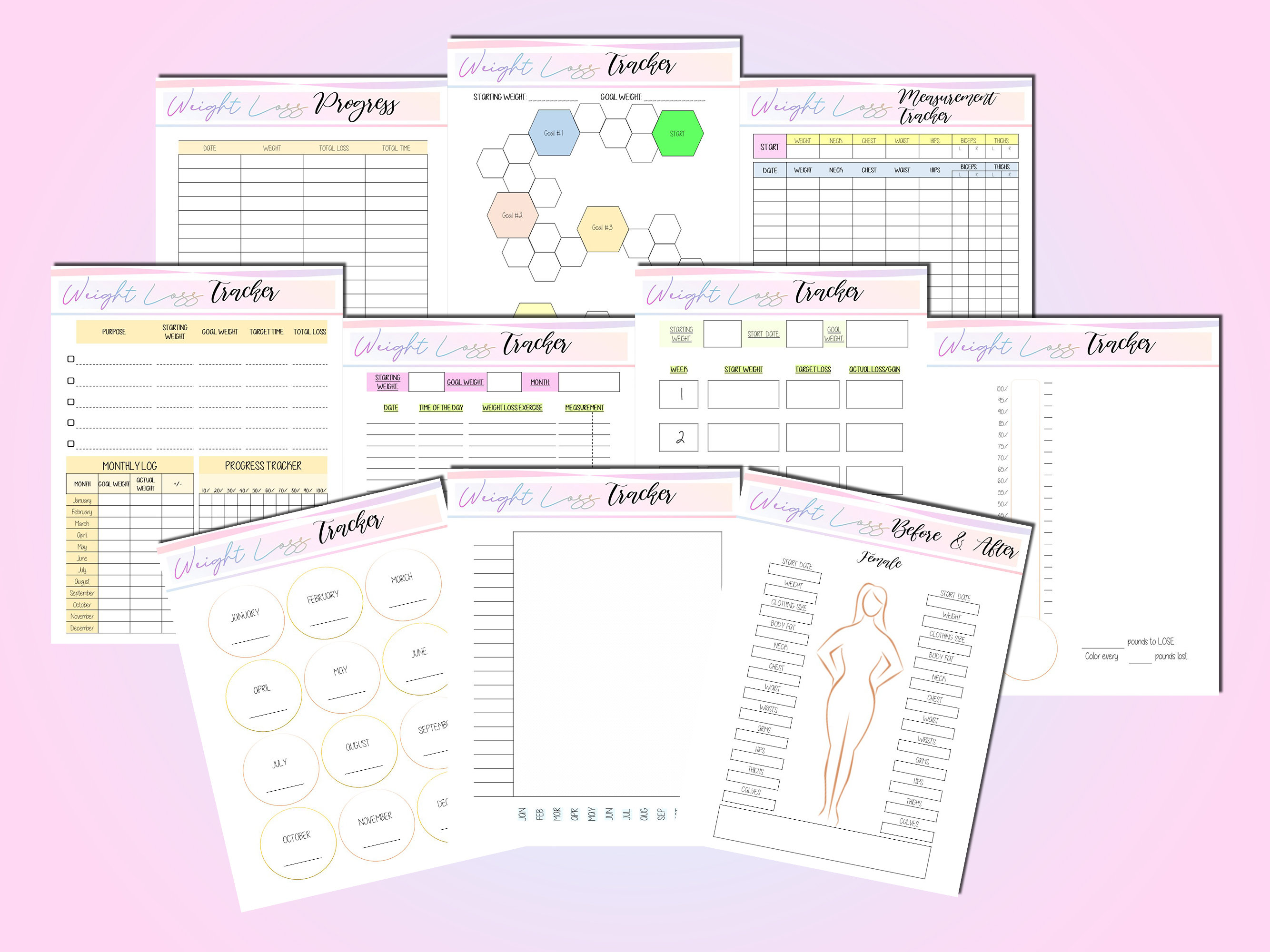 Weight Loss Journal Tracker Planner Workout Fitness Printable Digital ...