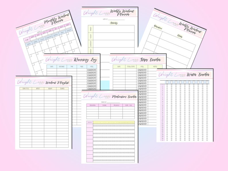 Weight Loss Journal Tracker Planner Workout Fitness Printable - Etsy
