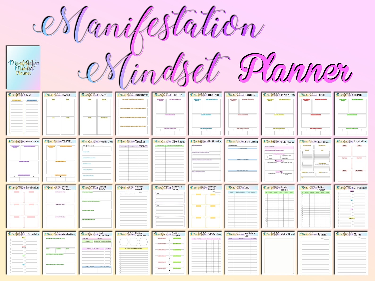 Manifestation Journal Intentions Planner Printable Law of Attraction ...