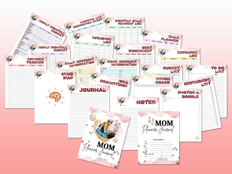 Mom Planner Journal Printable Mother Mother's Day Home Management ...