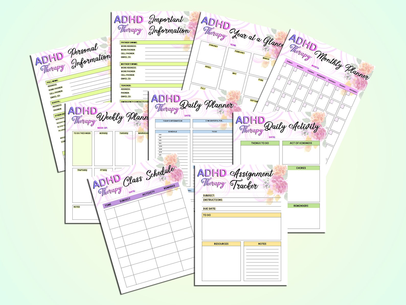 Ultimate ADHD Therapy Planner ADD Printable School Project Digital ...