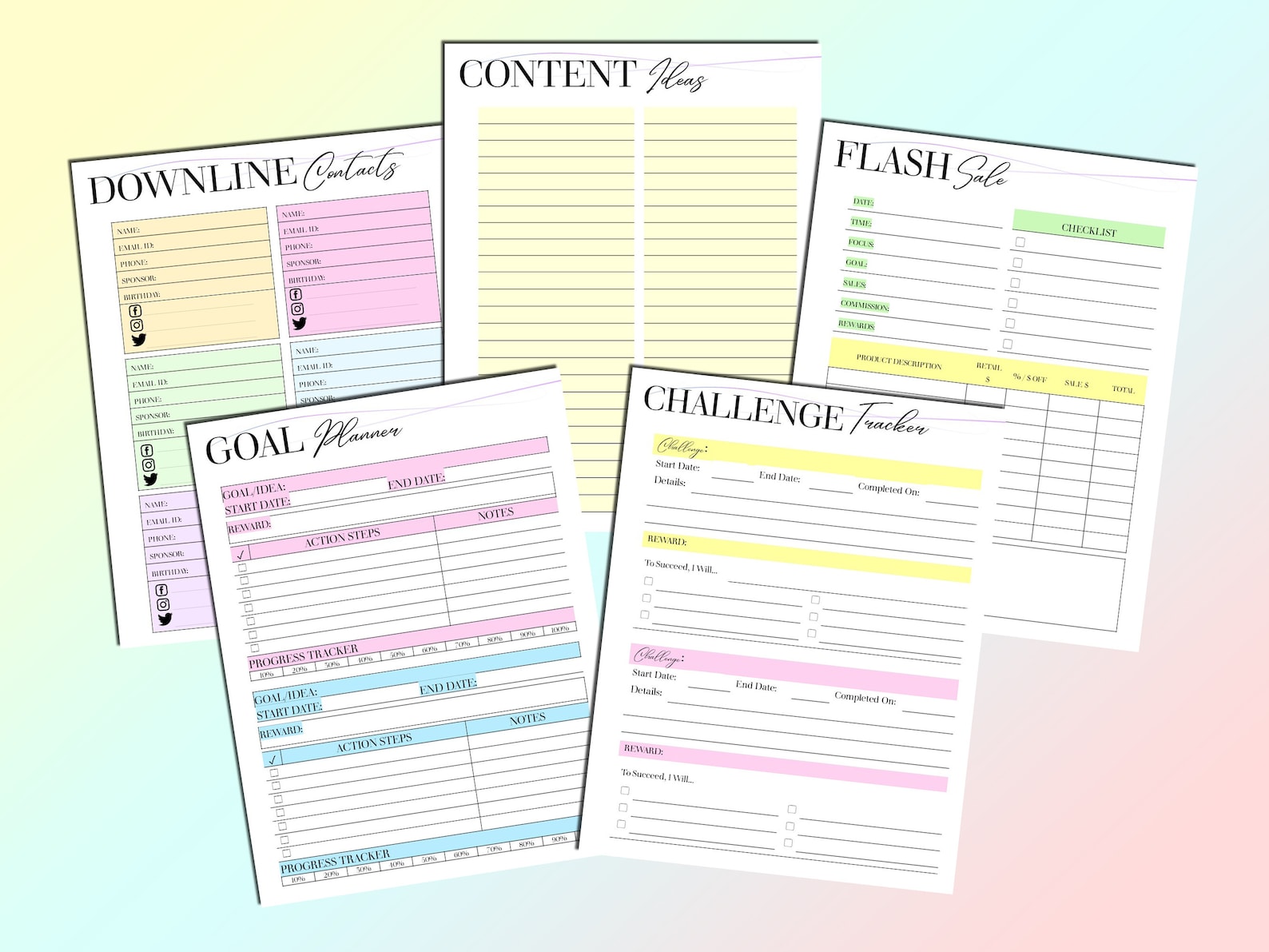 Direct Sales Planner MLM Printable Power Hour Small Business Digital ...