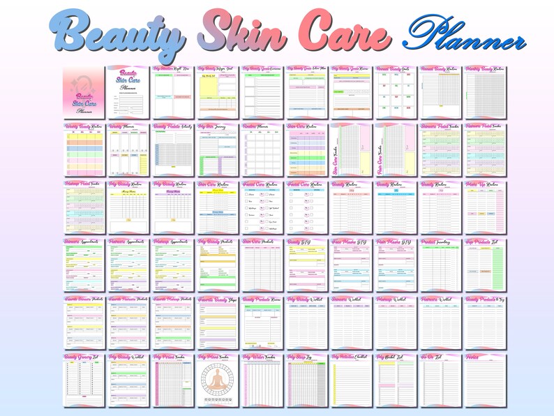 Beauty Planner Skincare Printable Self Care Planner Digital Makeup Glow ...