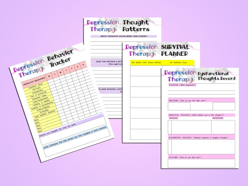 Depression Therapy Journal Mood Tracker Anxiety Planner - Etsy