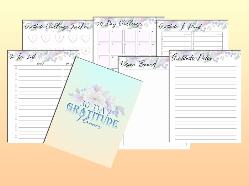 30 Day Gratitude Journal Printable Grateful Planner Mindfulness Digital ...