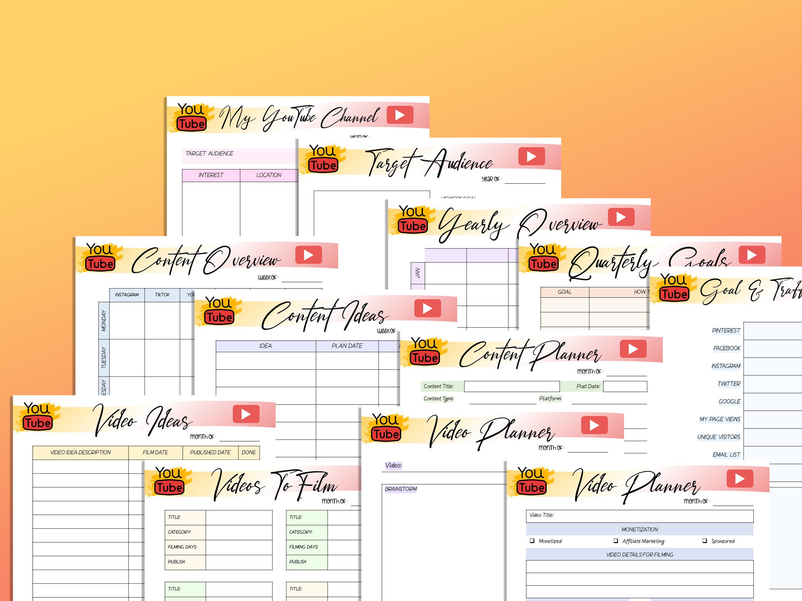 Youtube Planner Social Media Video Vlog Tracker Printable - Etsy