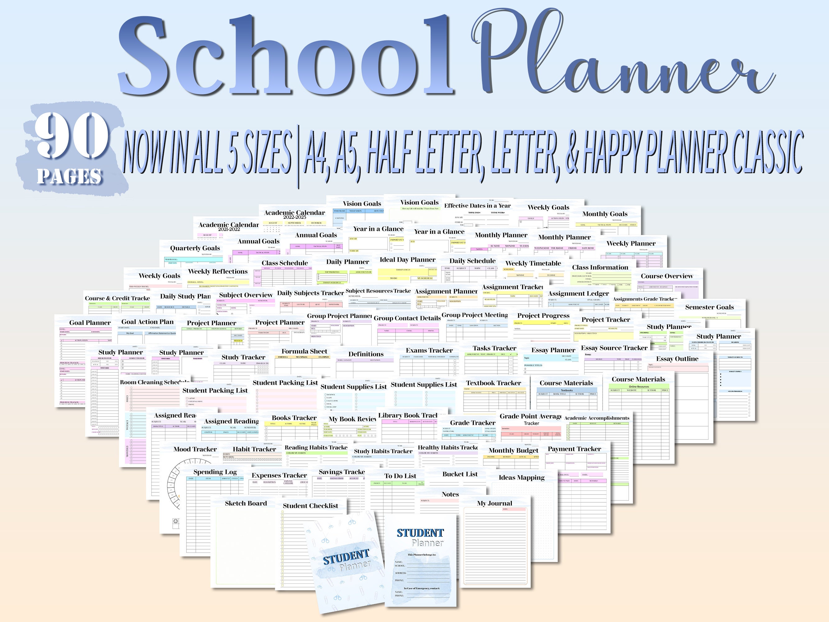 Student Planner Printable School Digital Download Lessons - Etsy