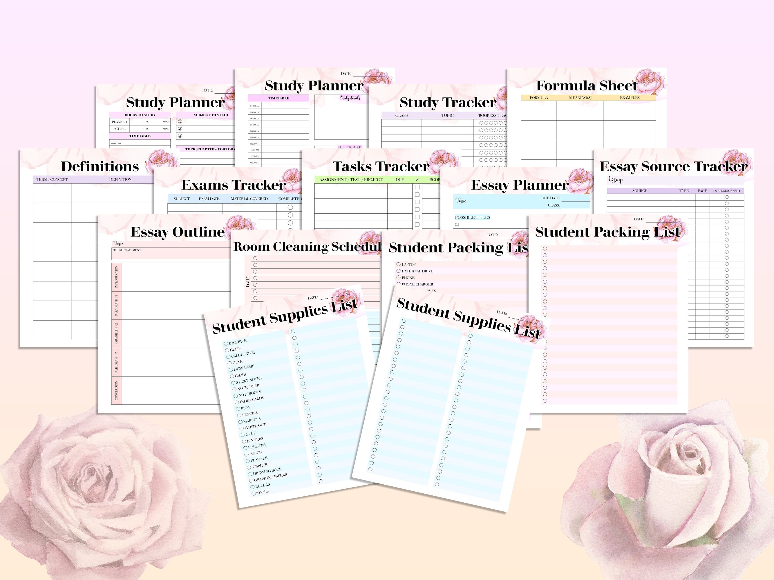 Student Planner Printable School Digital Download Lesson Back - Etsy
