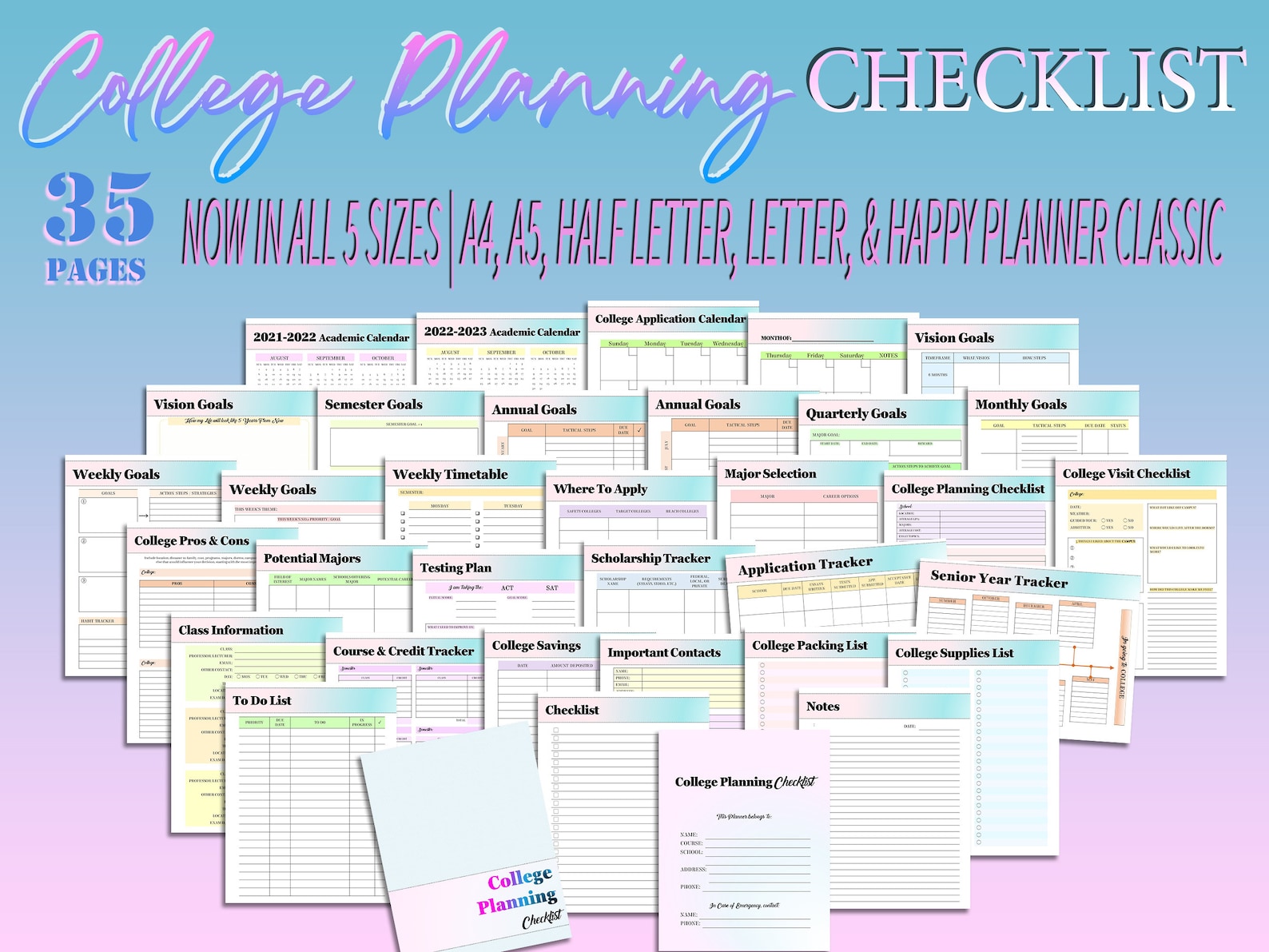 College Planning Checklist Printable Planner College Visit - Etsy
