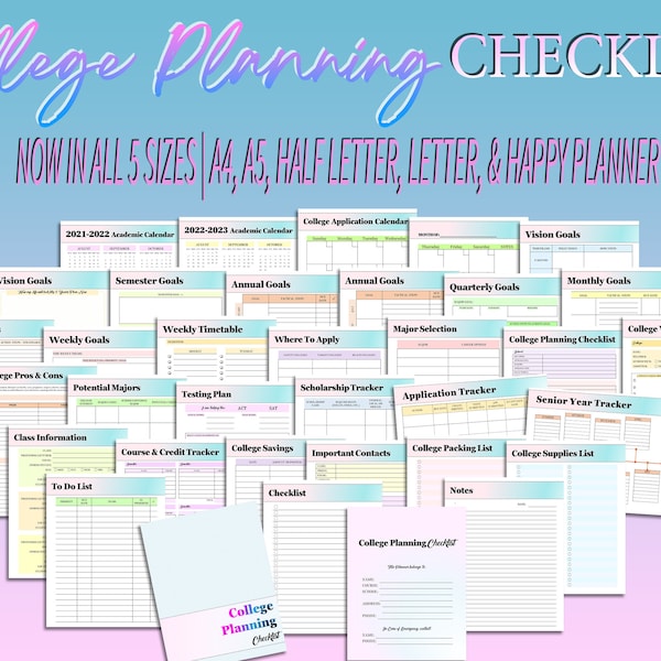 College Planning Checklist Template - Etsy
