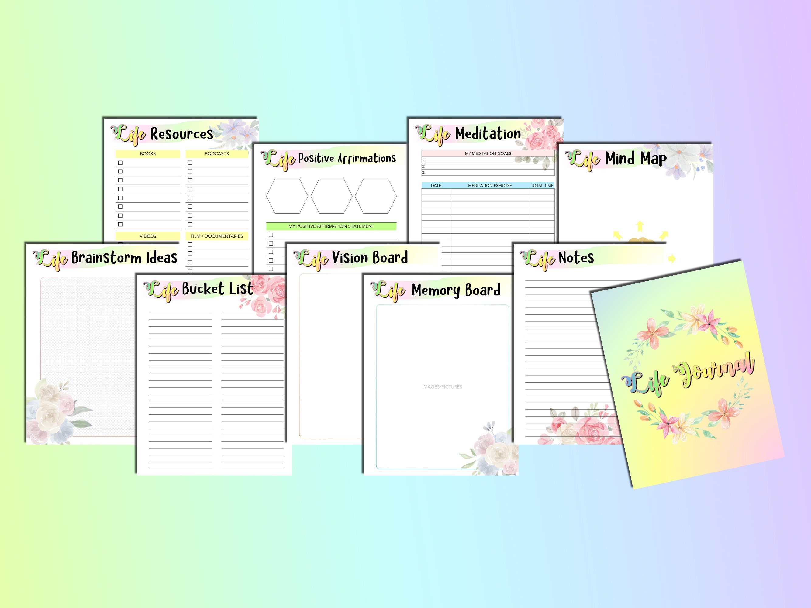 Life Planner Self Care Journal Printable Happiness Digital Download ...