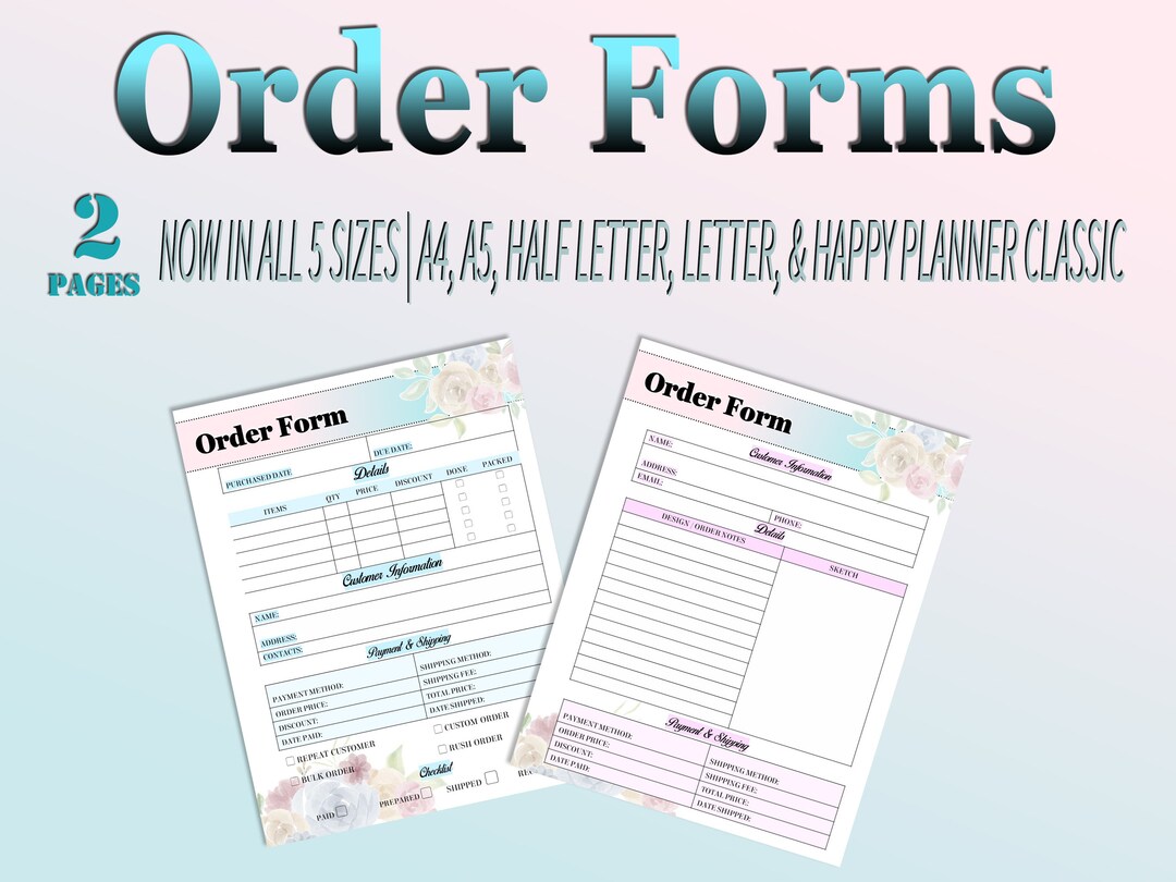EDITABLE Order Form Template Etsy Shop Store Digital Crafters Jewelry ...