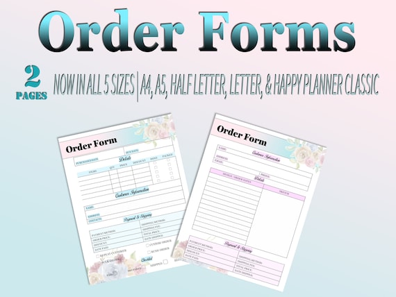 EDITABLE Order Form Template Etsy Shop Store Digital Crafters - Etsy