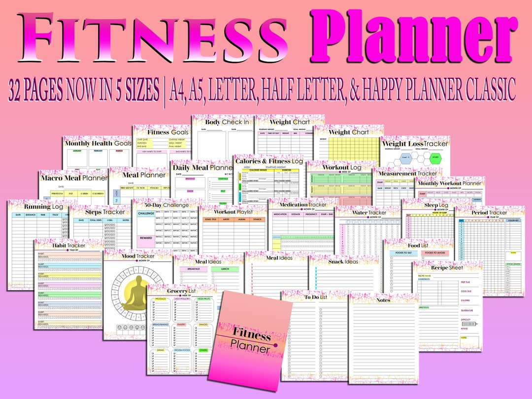 Fitness Planner Printable Workout Tracker Digital Download Passion ...
