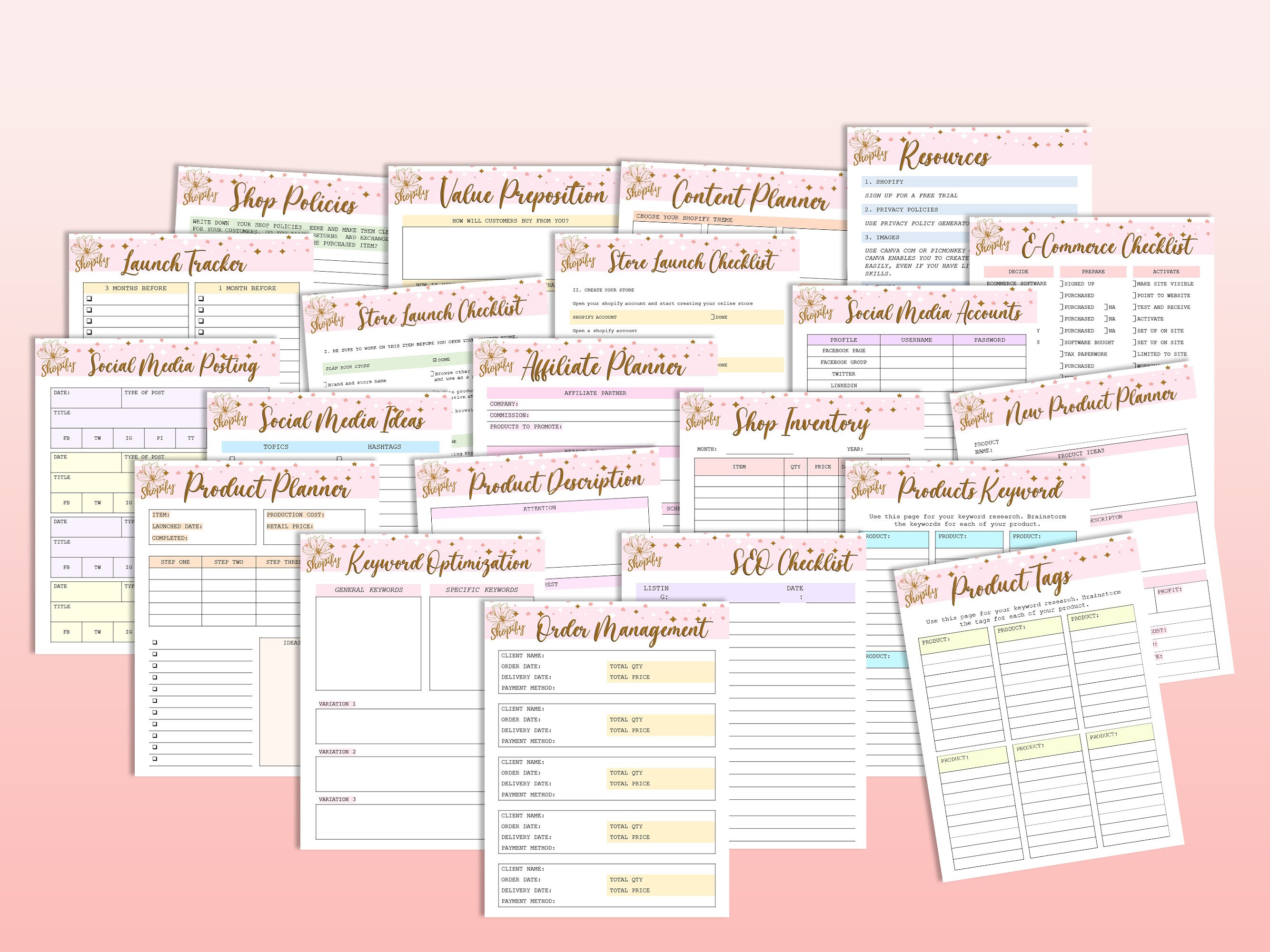 Shopify Store Business Planner Side Hustle Freelance Printable - Etsy
