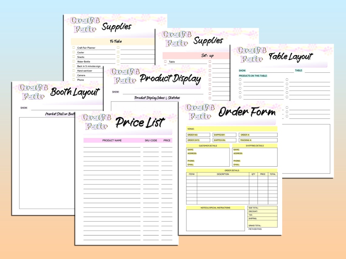 Craft Fair Planner Craft Show Templates Small Business - Etsy