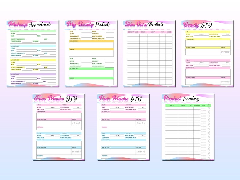 Beauty Planner Skincare Printable Self Care Planner Digital - Etsy