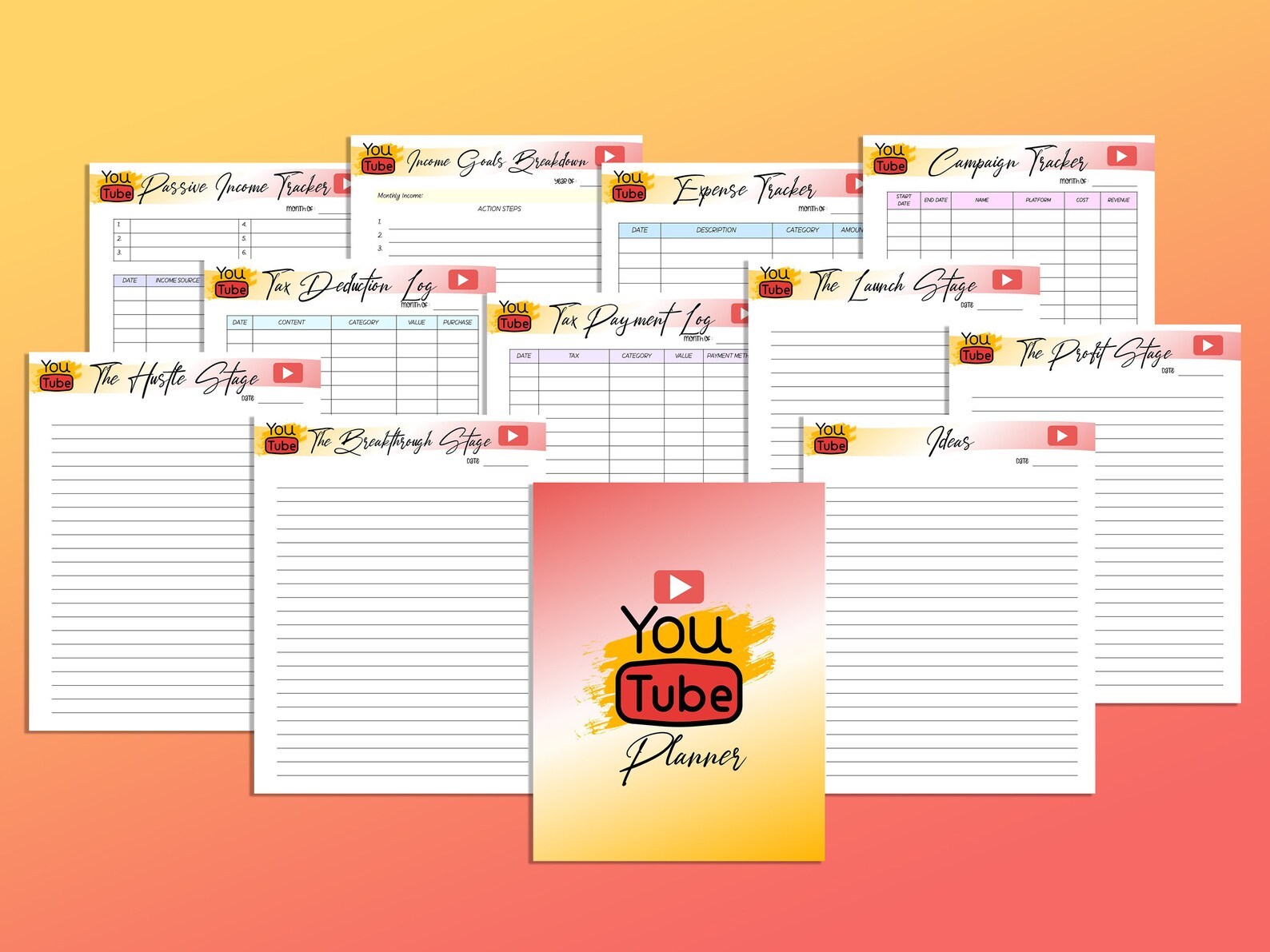 Youtube Planner Social Media Video Vlog Tracker Printable - Etsy