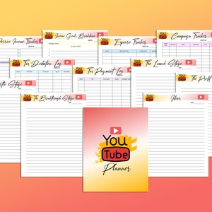 Youtube Planner Social Media Video Vlog Tracker Printable Business ...