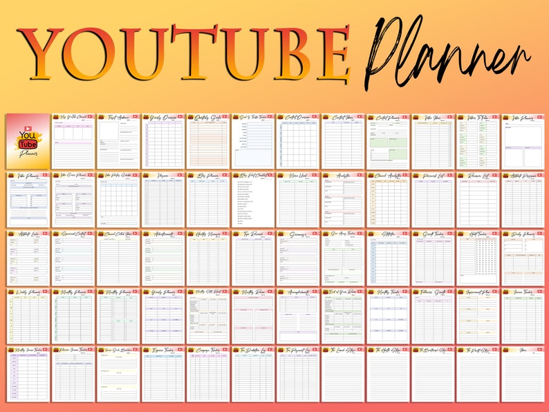 Youtube Planner Social Media Video Vlog Tracker Printable - Etsy