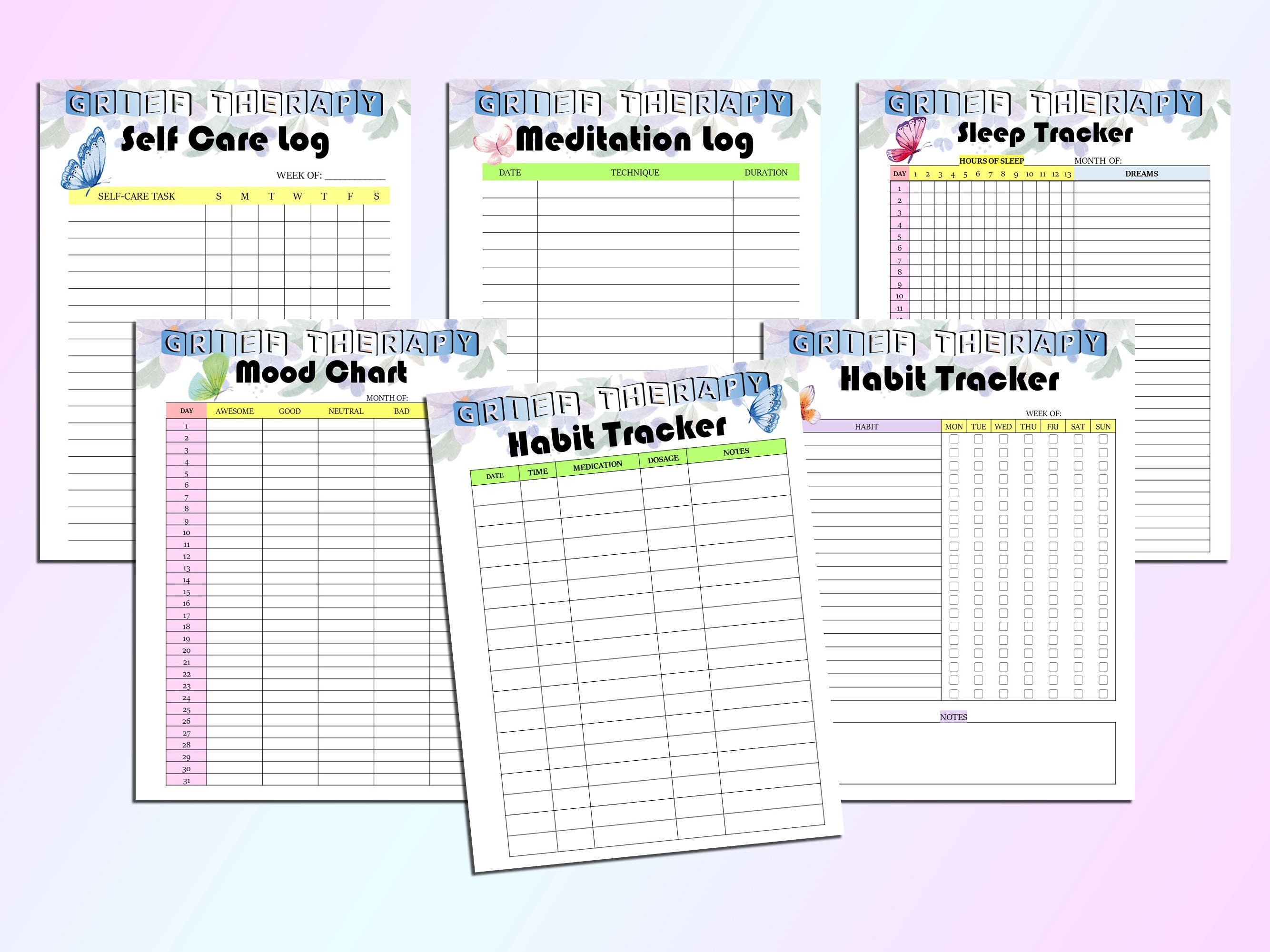 Grief Therapy Journal Mood Tracker Anxiety Planner Depression - Etsy