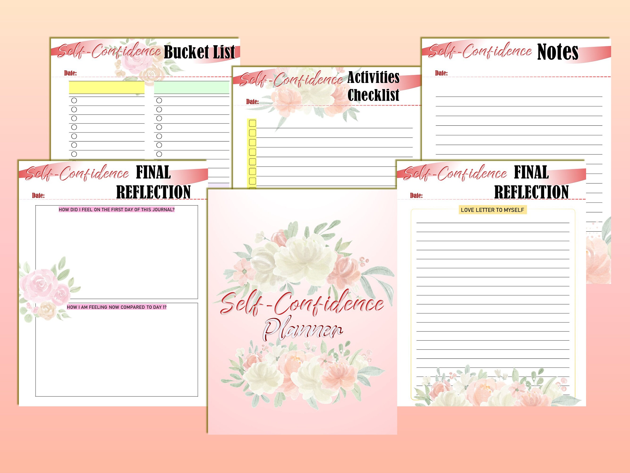 Self Care Kit Self Confidence Journal Worksheet Printable Self Esteem ...
