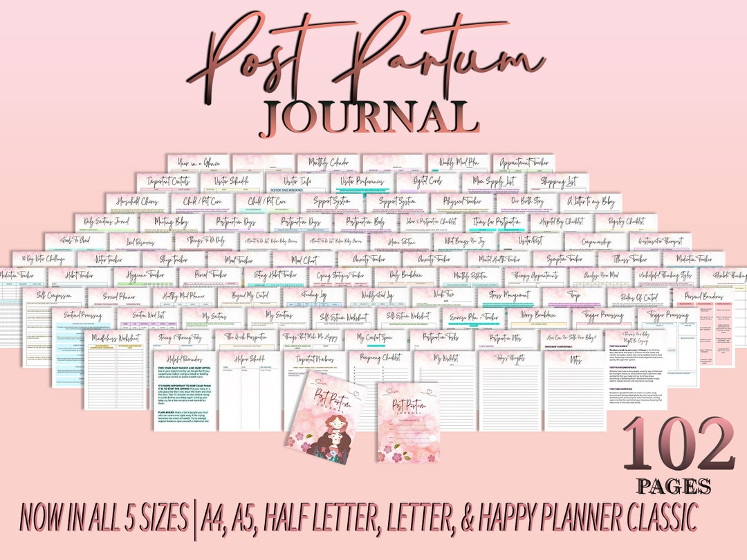 Postpartum Care Journal Pregnancy Planner Baby Shower Printable ...