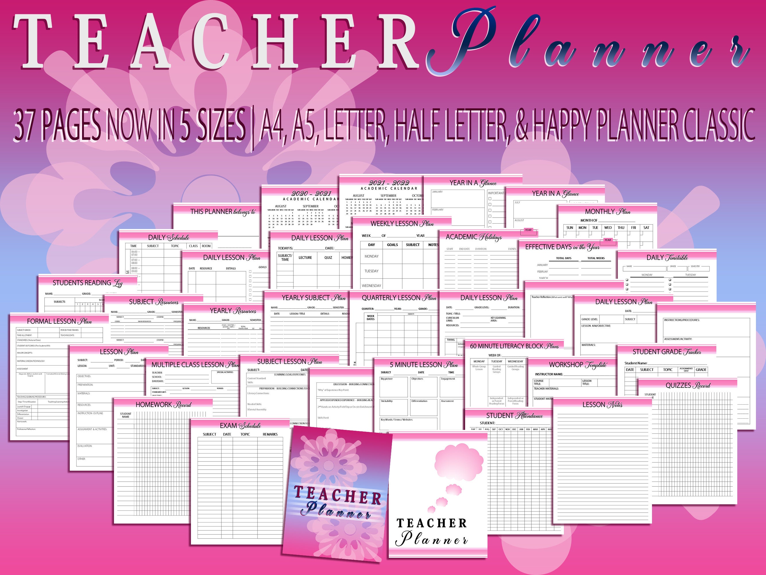 Teacher Planner School Printable Academic Digital Download - Etsy