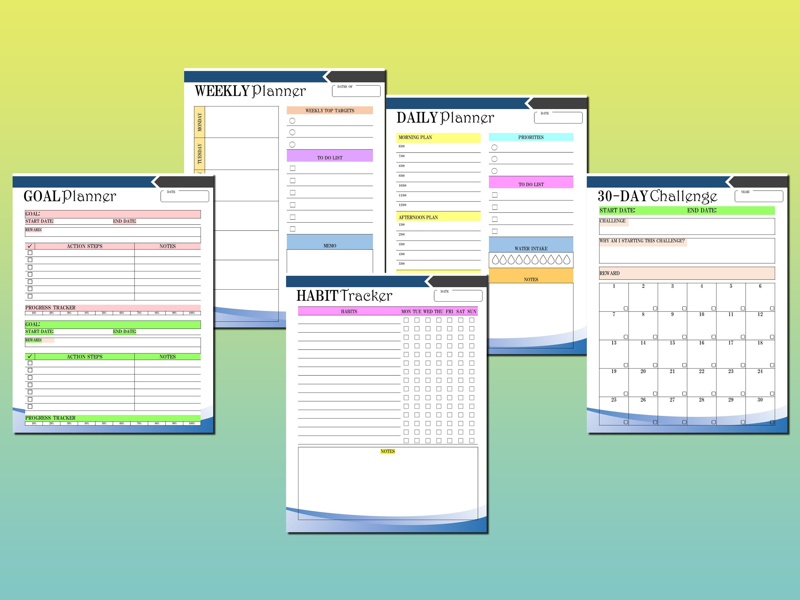 Productivity Planner Printable Daily Goal Tracker Digital - Etsy