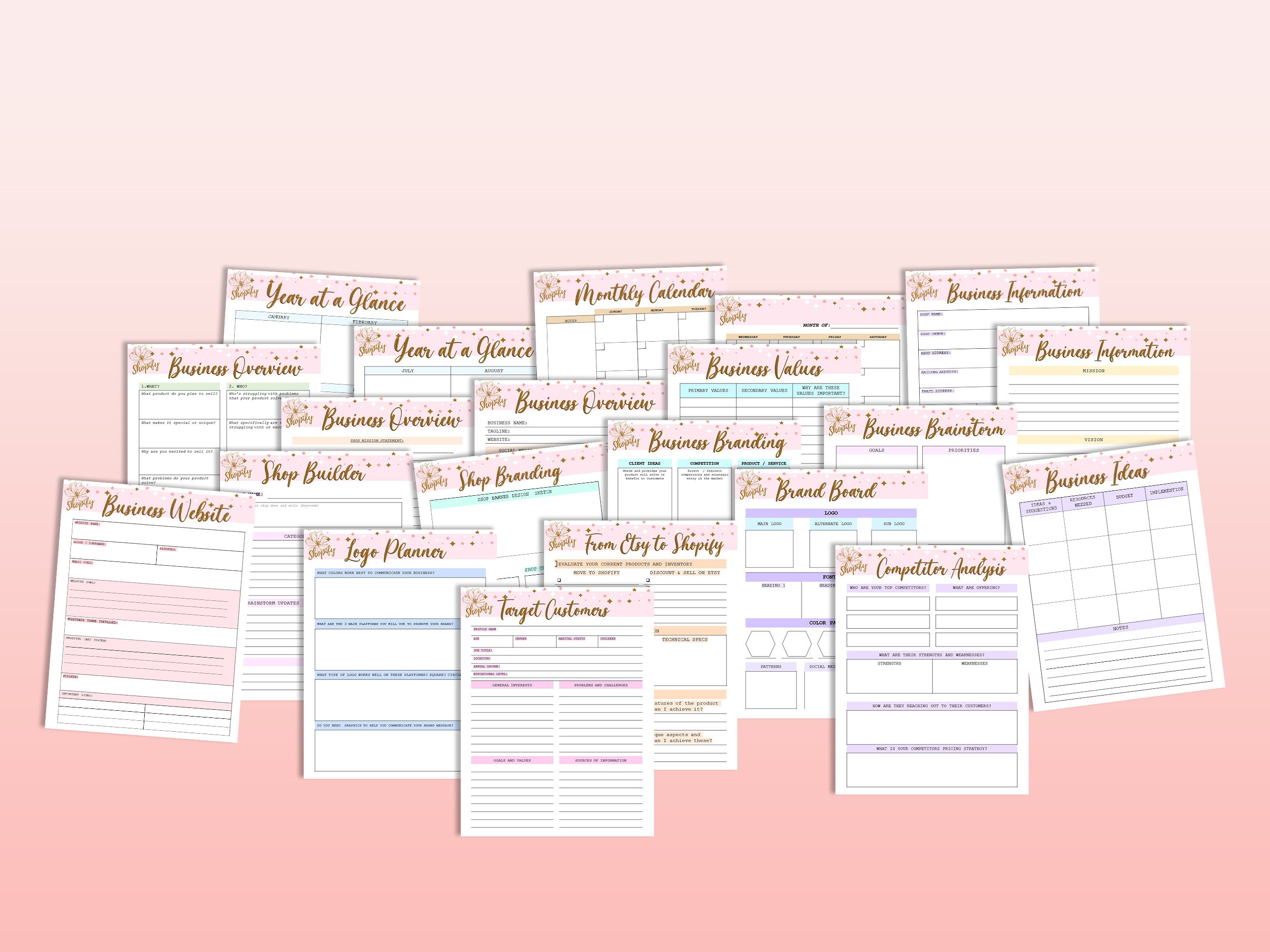 Shopify Store Business Planner Side Hustle Freelance Printable - Etsy