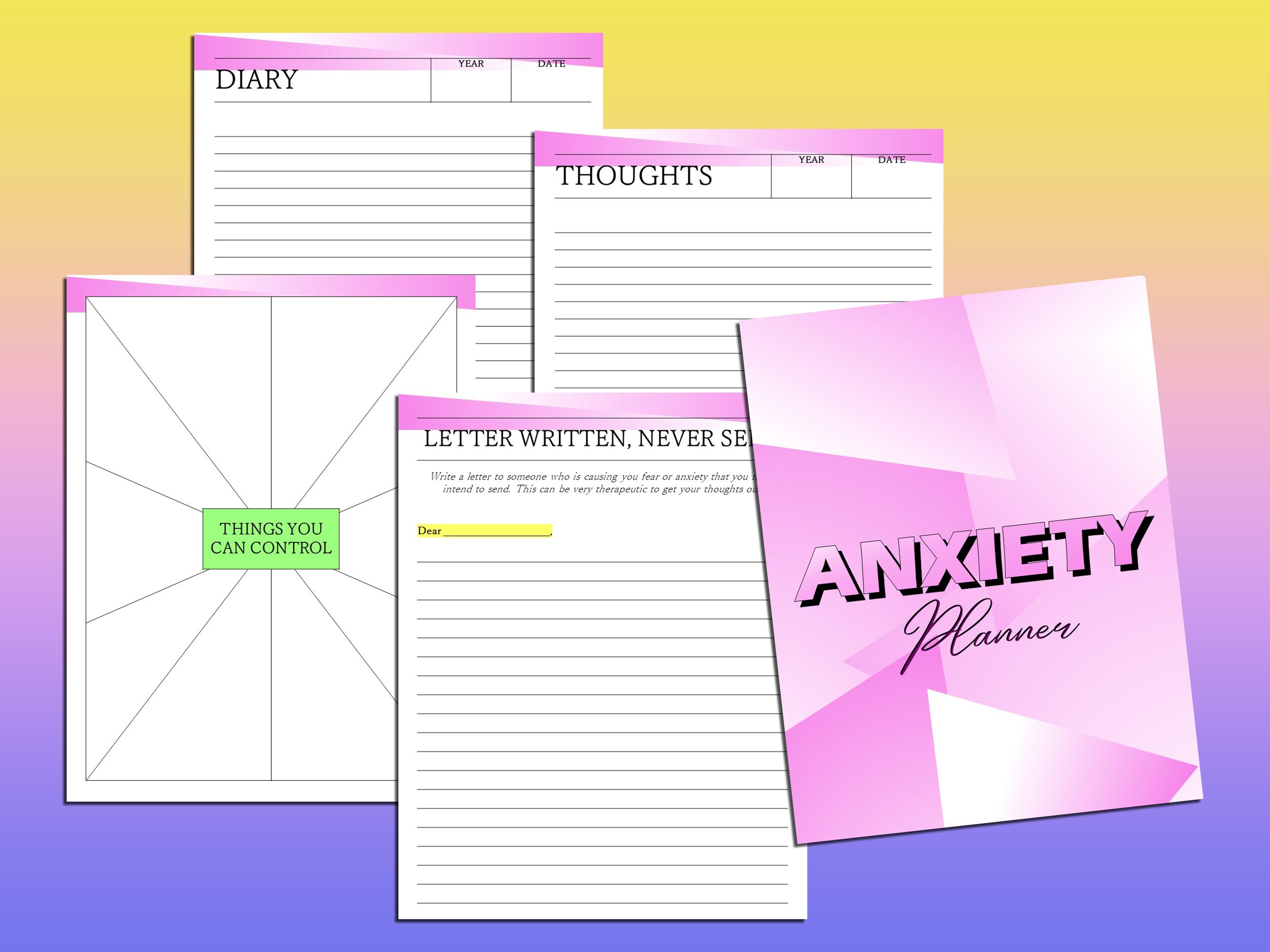 Anxiety Journal Therapy Planner Printable Mental Health | Etsy