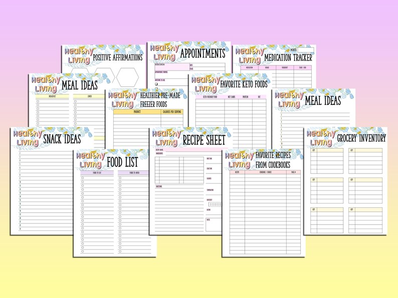 Healthy Living Planner Wellness Tracker Self Care Weight Loss Fitness ...