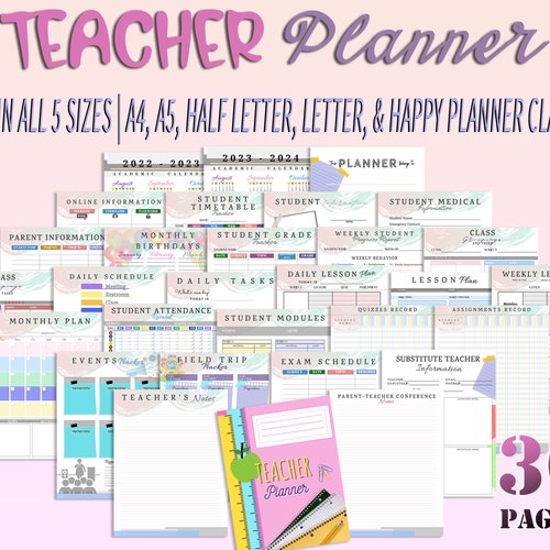 Teacher Planner School Printable Academic Digital Download - Etsy