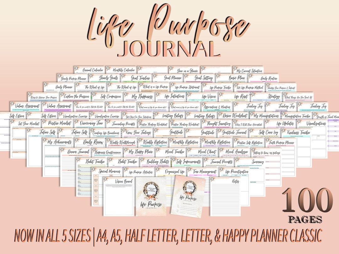 Life Purpose Planner Self Care Journal Live Life Purposefully Find Your ...