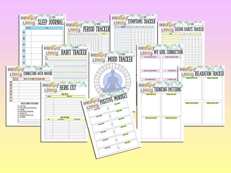 Healthy Living Planner Wellness Tracker Self Care Weight Loss Fitness ...