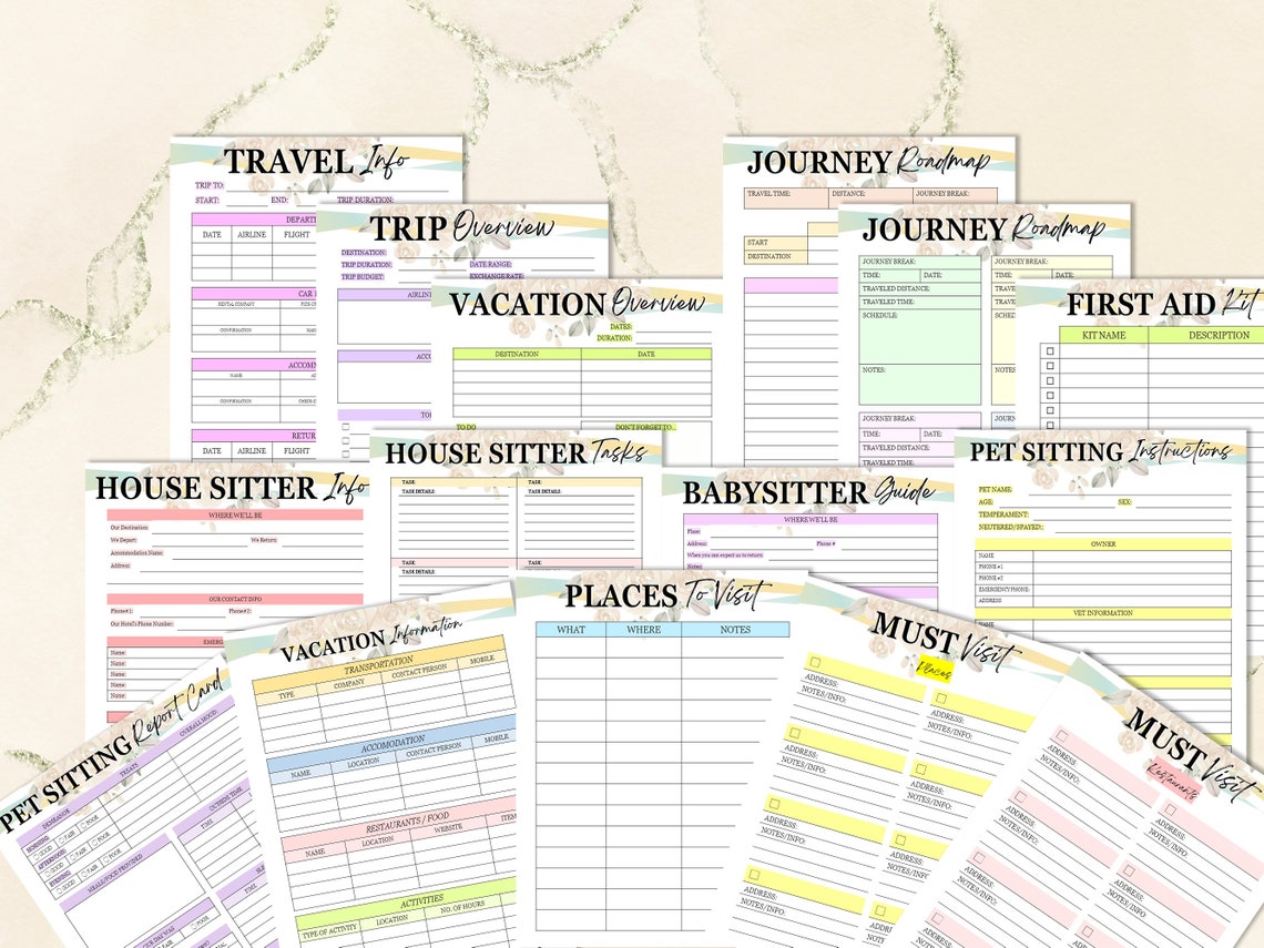 Vacation Planner Planning Journal Hotel Mountain Beach Cruise - Etsy