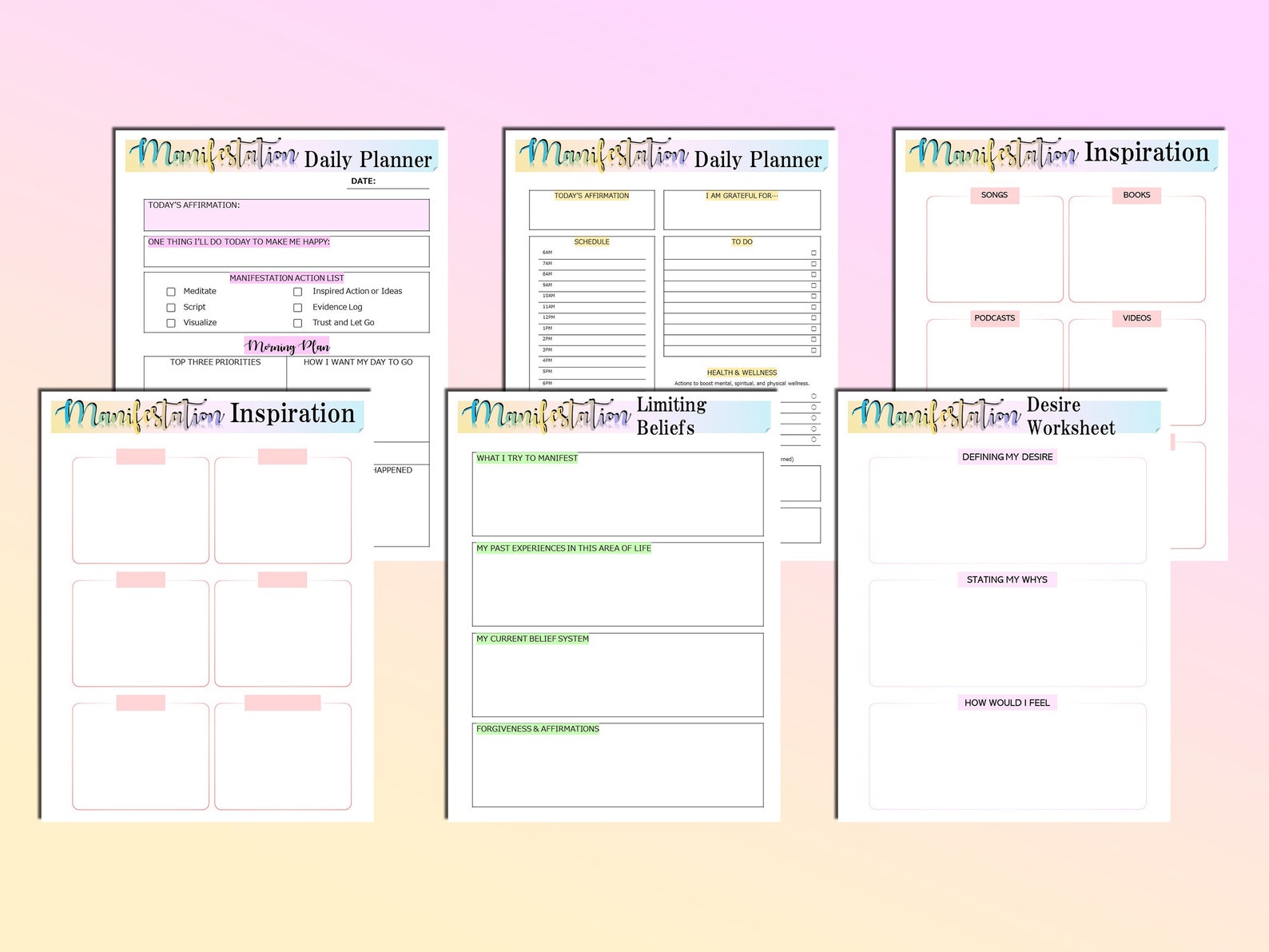 Manifestation Journal Intentions Planner Printable Law of Attraction ...