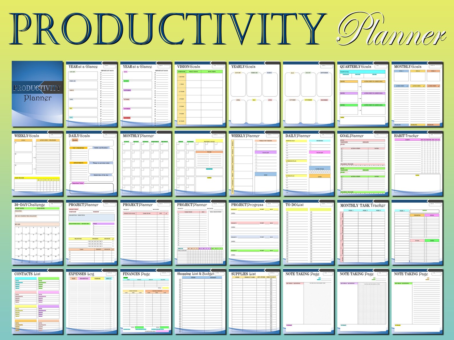 Productivity Planner Printable Daily Goal Tracker Digital - Etsy